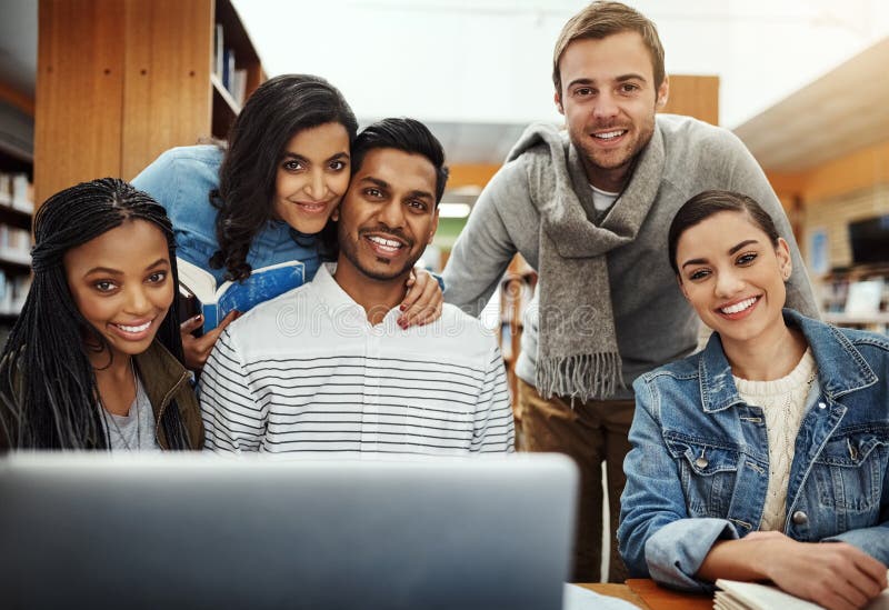 Education, Friends and Portrait in University Library for Research ...