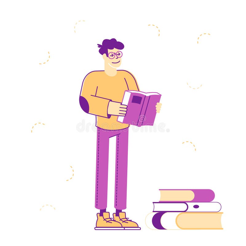 Education Gaining Knowledge Concept. Young Man Student Character ...