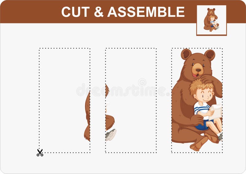 Education Game " Cut and Assemble " for Children Stock Illustration ...
