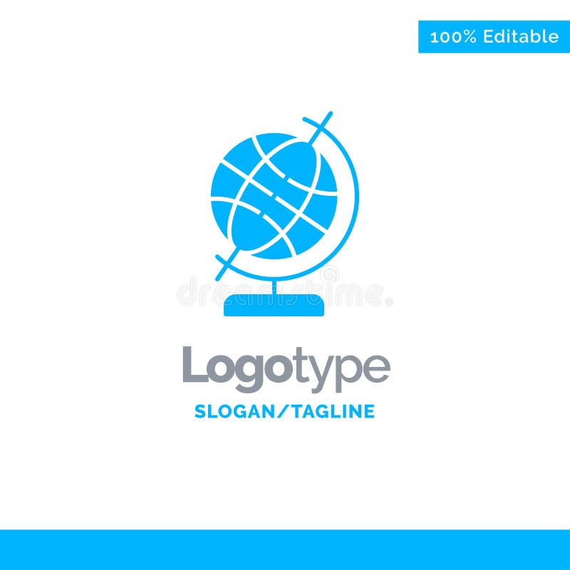 Education, Geography, Globe Blue Solid Logo Template. Place for Tagline ...
