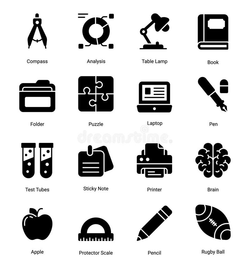 Education glyph icons set stock vector. Illustration of education ...