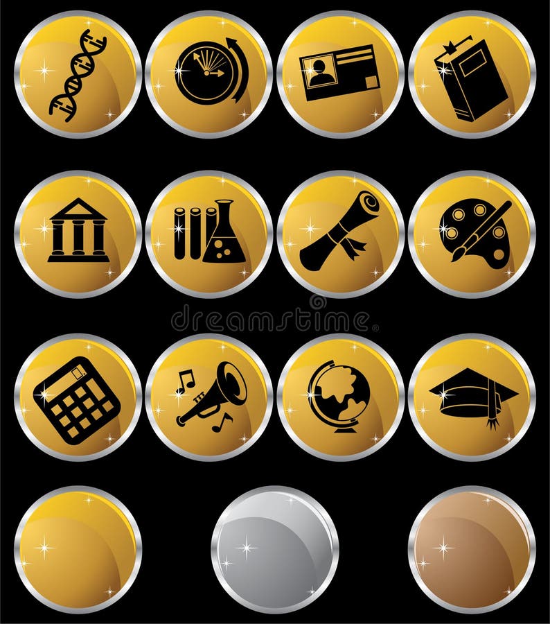 Education Button Set - Wheel Stock Vector - Illustration of graduation ...