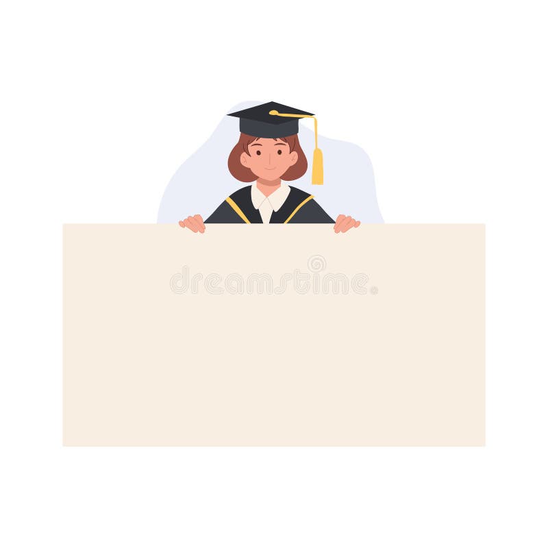 Education & Graduation Concept. Happy Young Graduate with Board Sign ...