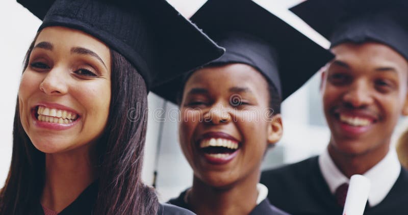 Graduation, Face and Happiness with Education on Green Screen, Cap and ...