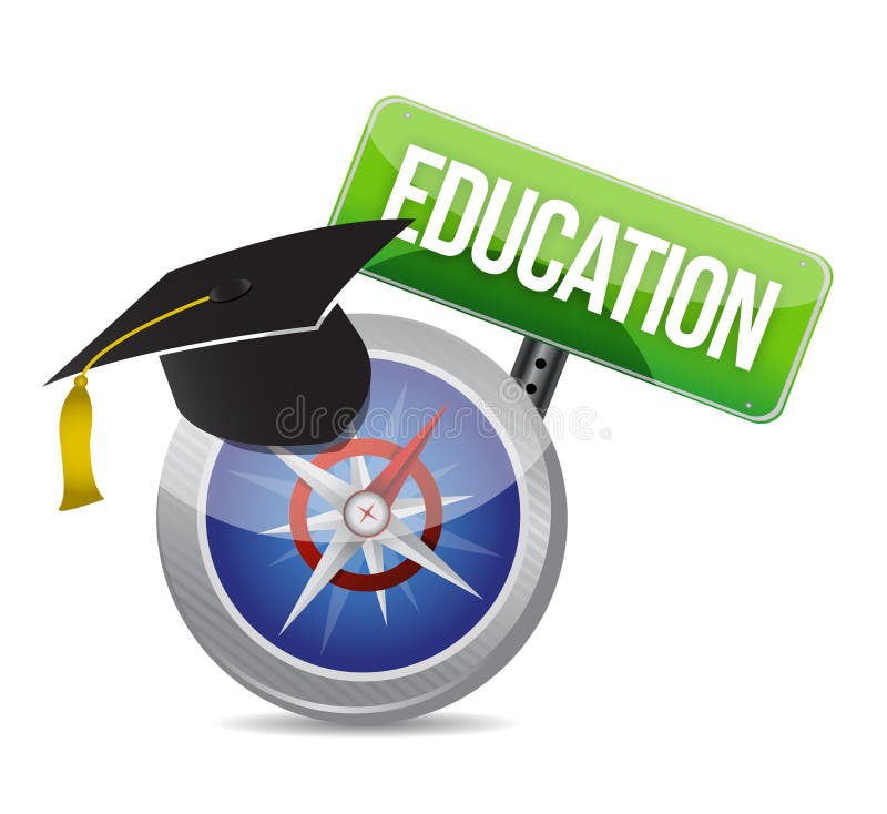 Education Graduation Hat on a Compass Stock Illustration - Illustration ...
