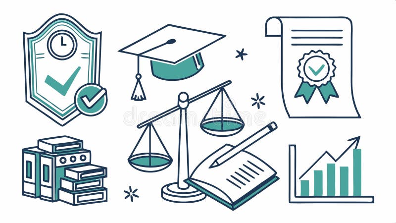 Education and Graduation Icons, Learning Symbols, Academic Achievement ...