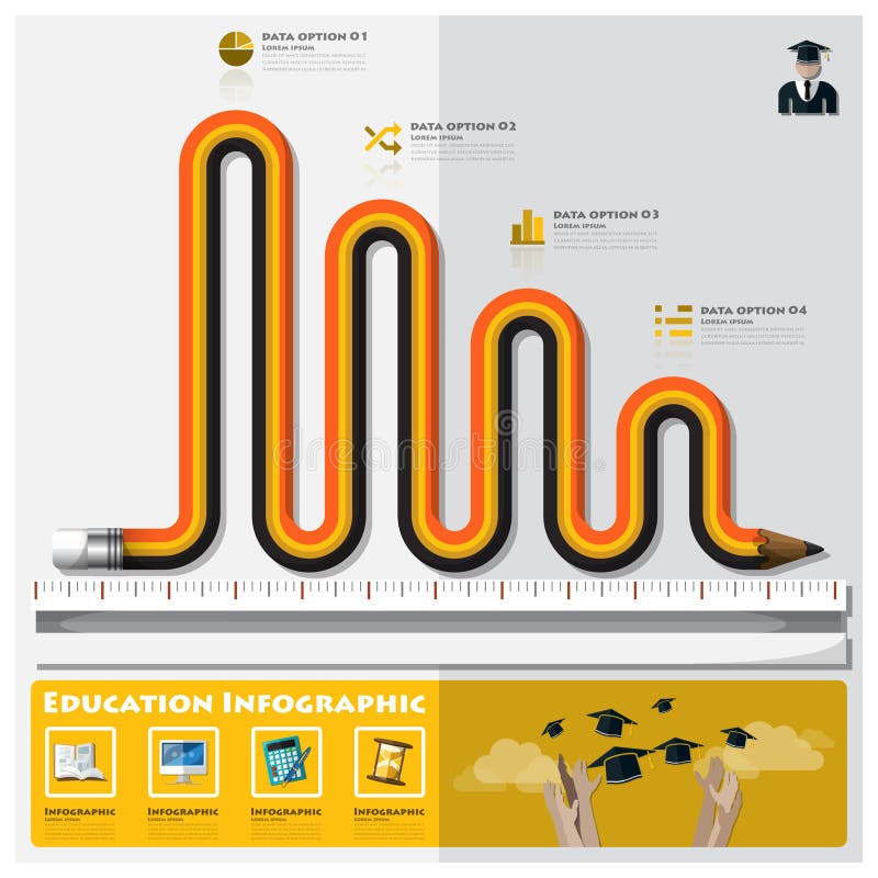 Education and Graduation Infographic with Line Arrow Bookmark Di Stock ...