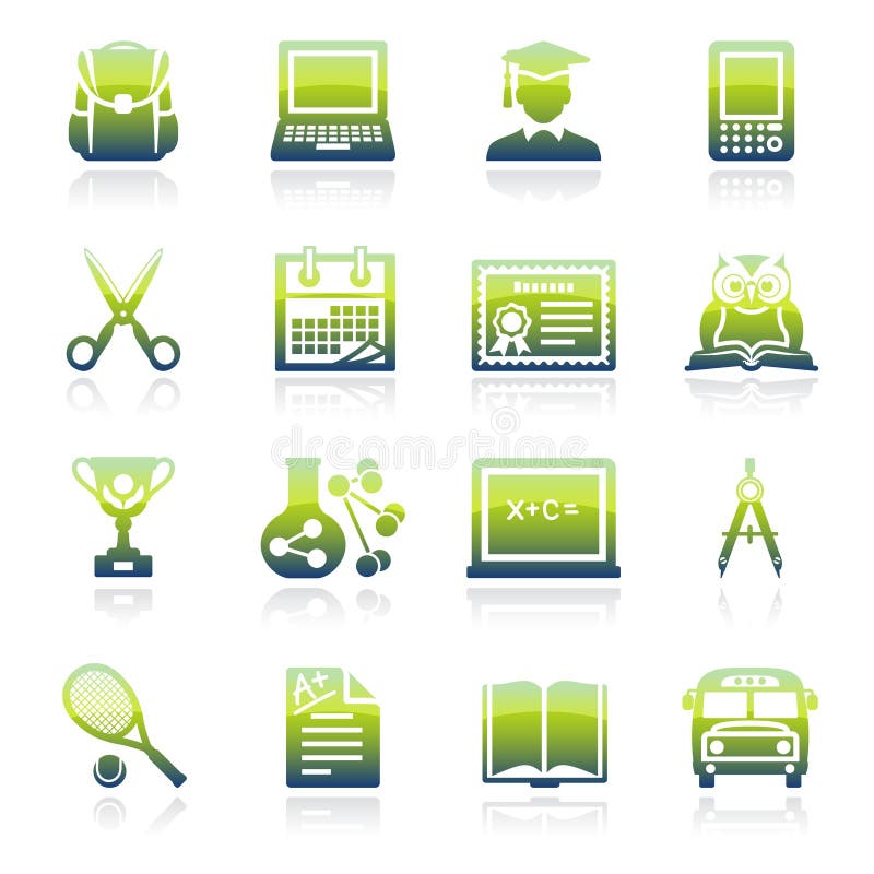 Education green icons. stock vector. Illustration of calendar - 44718636