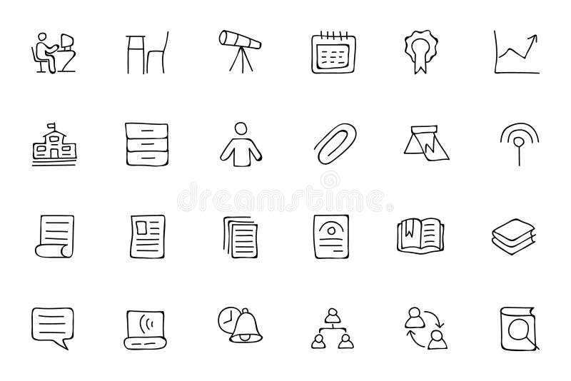 Education Hand Drawn Doodle Icons 6 Stock Illustration - Illustration ...