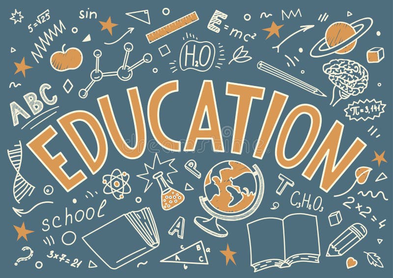 Education. Hand Drawn Sketches and Lettering Stock Vector ...