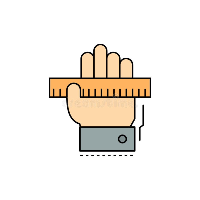 Education, Hand, Learn, Learning, Ruler Flat Color Icon Vector Stock ...