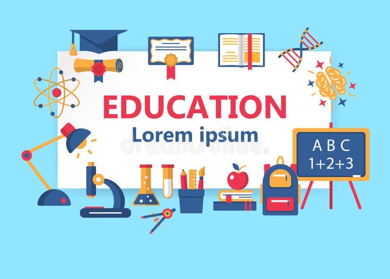 Education Horizontal Flat Banner Stock Vector - Illustration of flask ...