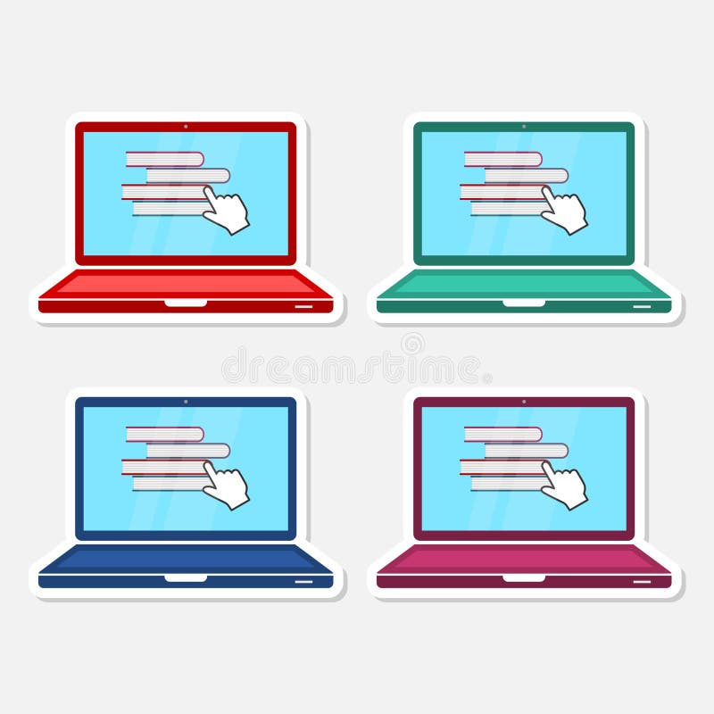 Education Icon, E-learning Design, Four Stickers Stock Vector ...