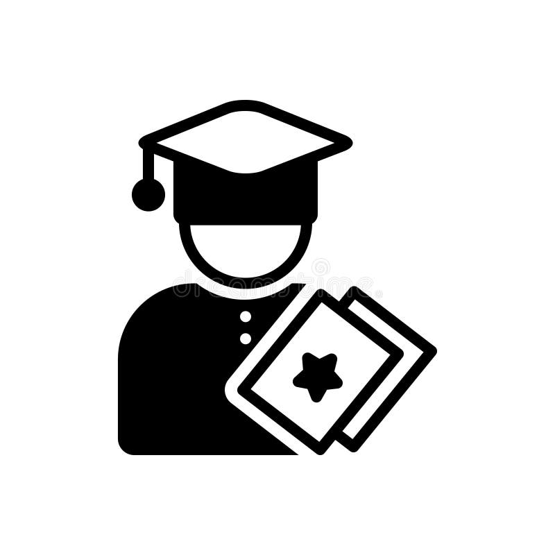 Black Solid Icon for Education, Eligibility and Fresher Stock Vector ...