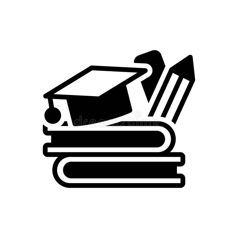 Black Solid Icon for Education, Graduation and Study Stock Vector ...
