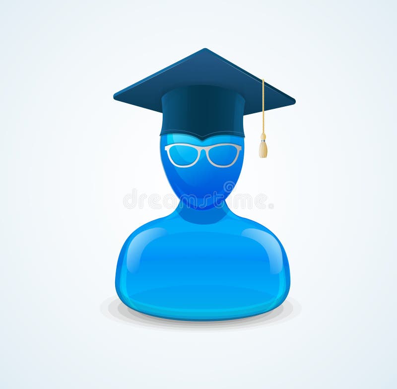 Education Icon with Graduent Student in Hat Stock Vector - Illustration ...
