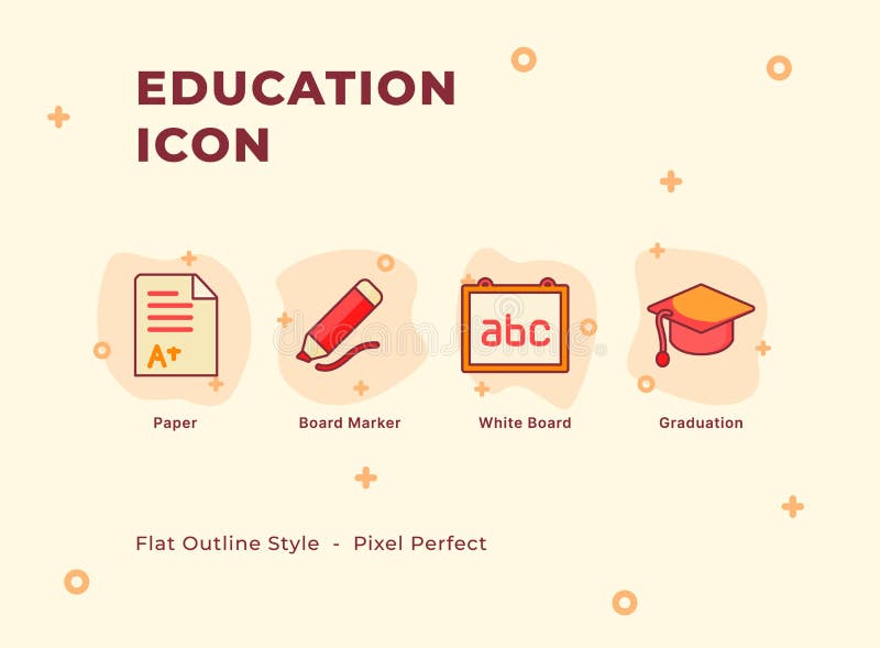 Education Icon Set with Modern Flat Outline Style Stock Vector ...