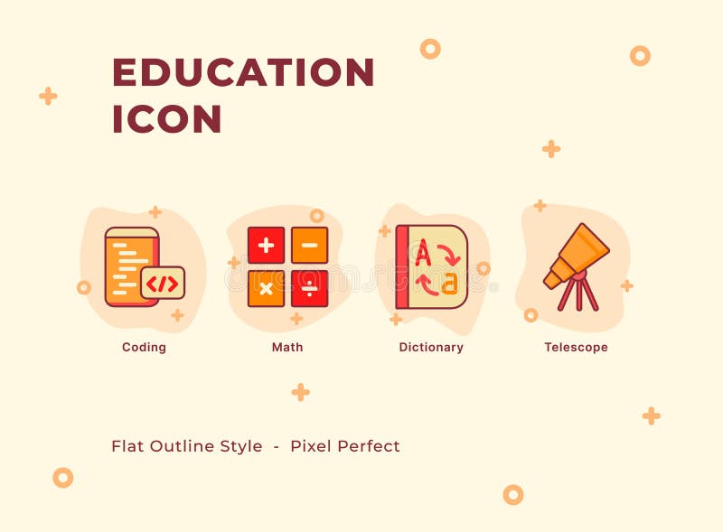 Education Icon Set with Modern Flat Outline Style Stock Vector ...