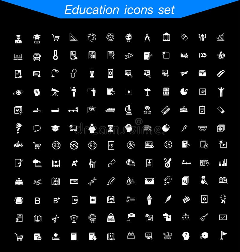Education icon set stock vector. Illustration of black - 64609844