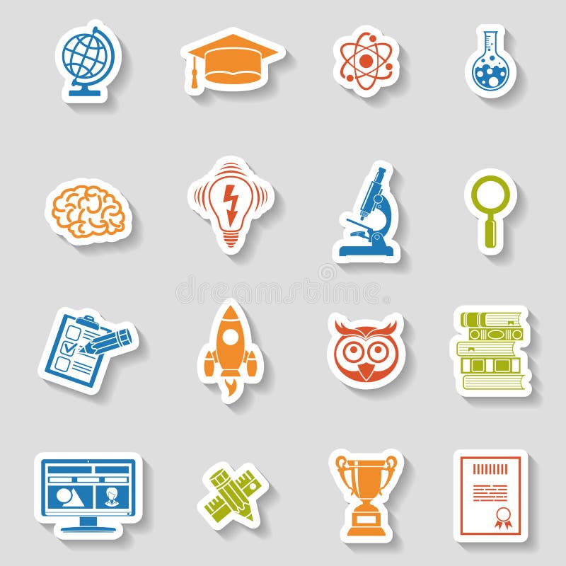 School and Education Icons stock vector. Illustration of clock - 35767008