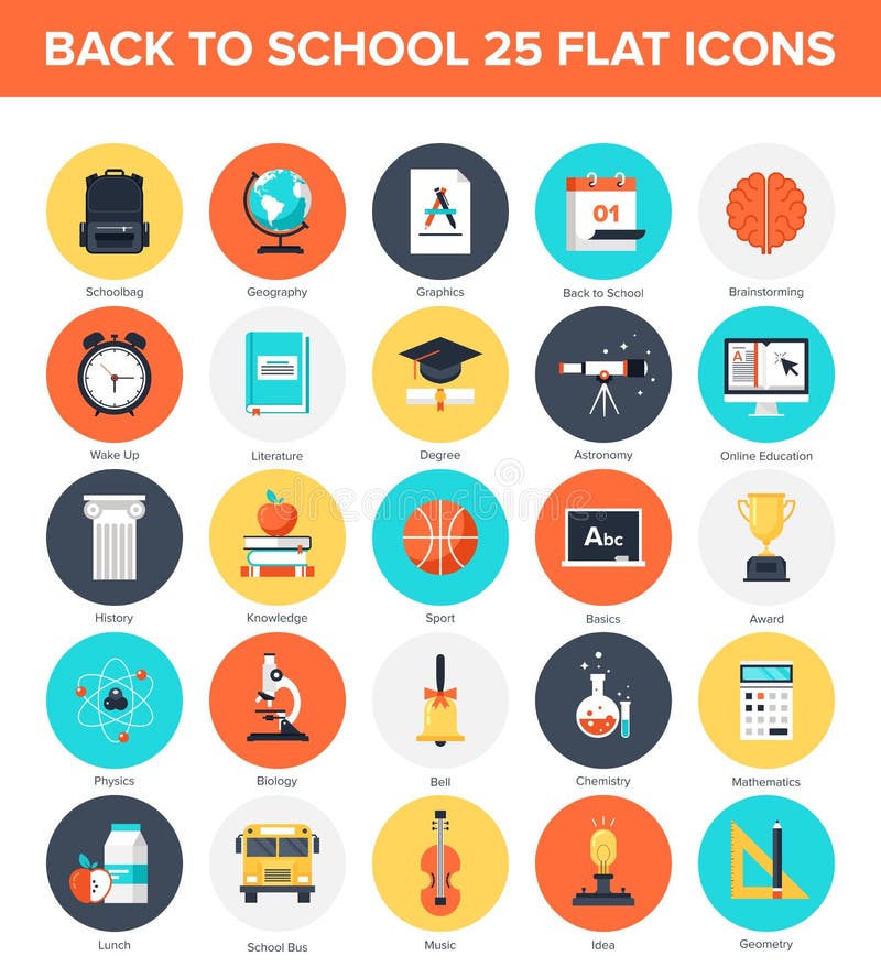 Set of School and Education Icons Stock Vector - Illustration of ...