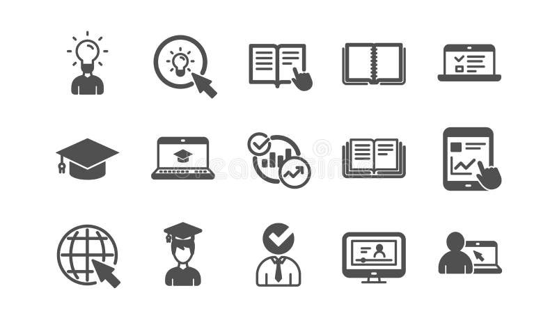 Education Icons. Book, Video Tutorial and Instructions. Classic Icon ...