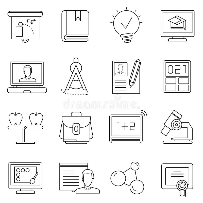 Icons School Subject Writing Stock Illustrations – 261 Icons School ...