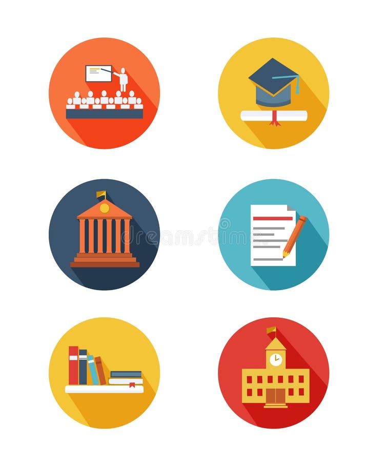 Set of Flat Education Icons for Design Stock Vector - Illustration of ...