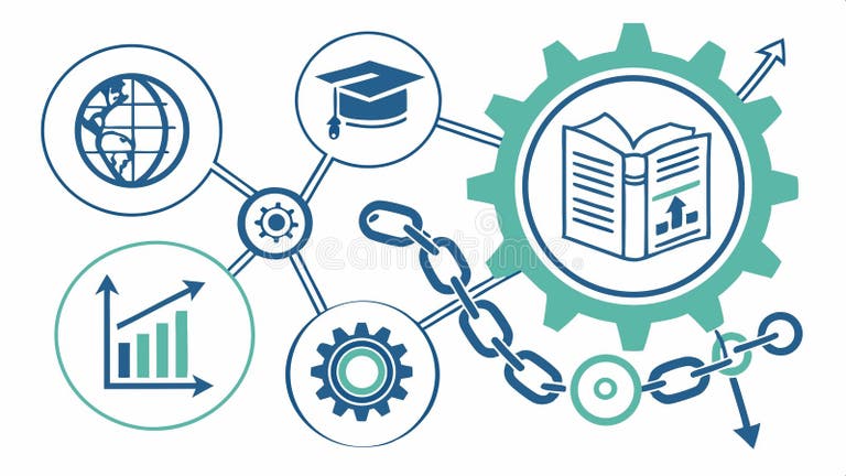 Education Icons and Gears, Learning Process and Knowledge Vector Design ...