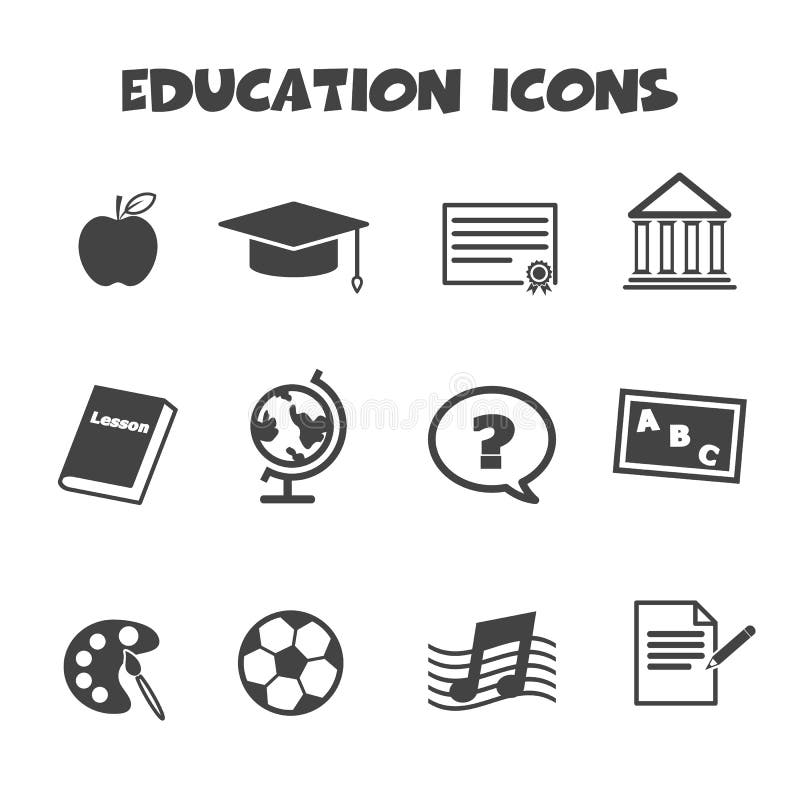 Flat education icons stock vector. Illustration of letter - 33746120