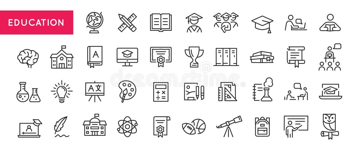 Icons School Subject Writing Stock Illustrations – 271 Icons School ...