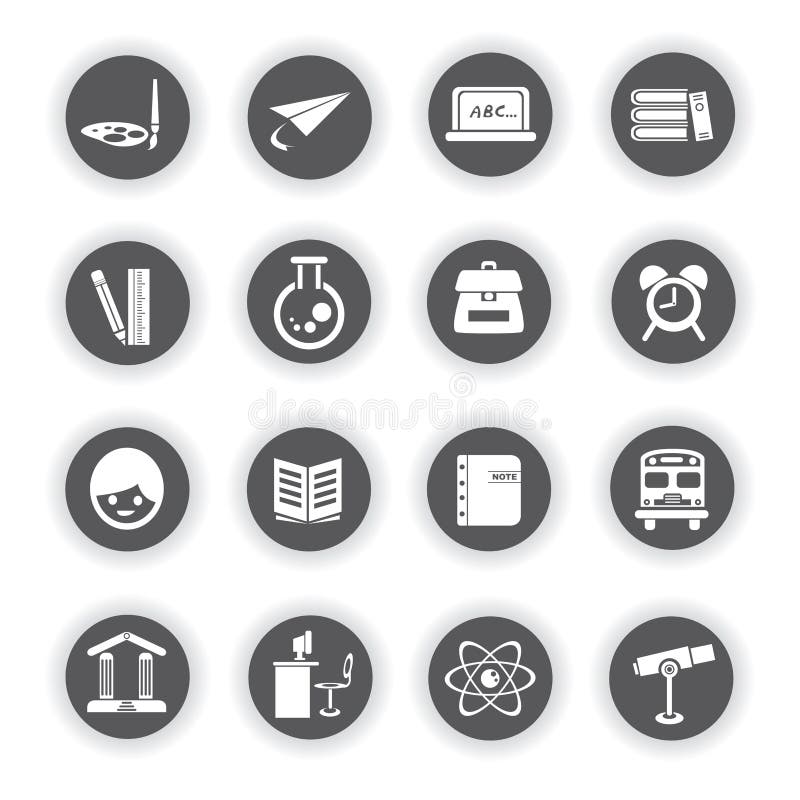Education Icons, Round Buttons Stock Illustration - Illustration of ...