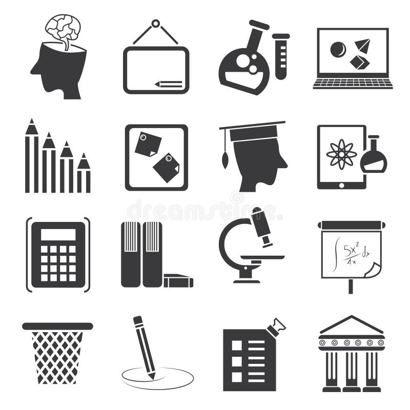 School and Education Icons Set Stock Vector - Illustration of icon ...