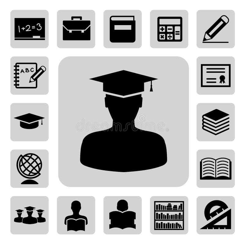 Education Icons Set. Illustration Stock Vector - Illustration of ...