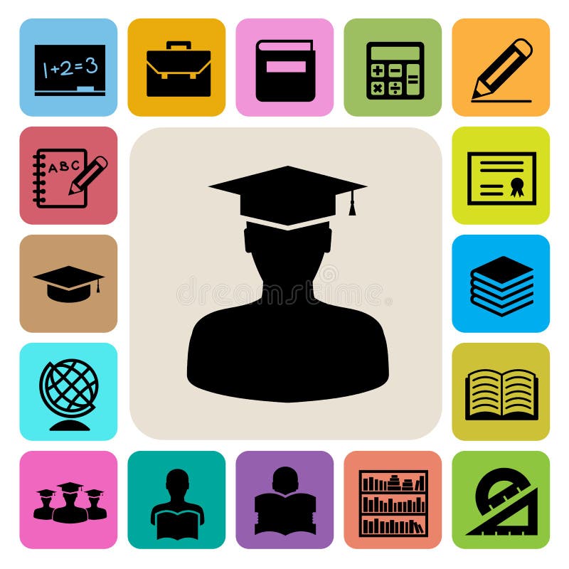 Education Icons Set. Illustration Stock Vector - Illustration of ...