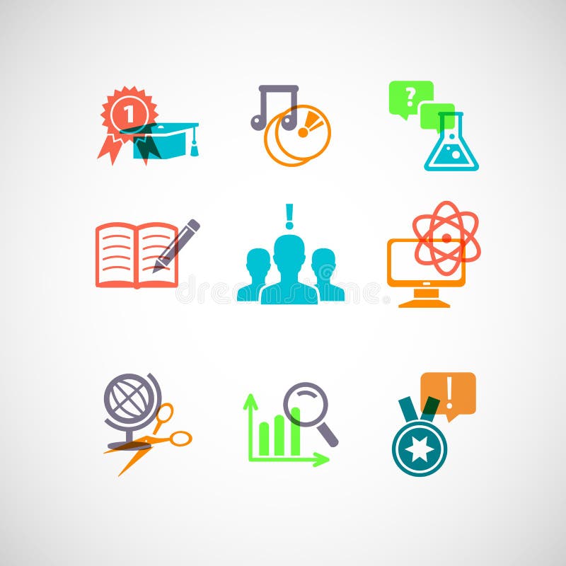 Metro Flat Icon Set about Education, School and Growing Stock ...