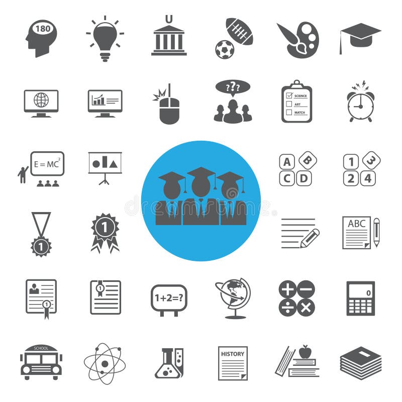 Education icons set stock vector. Illustration of mathematics - 53654024