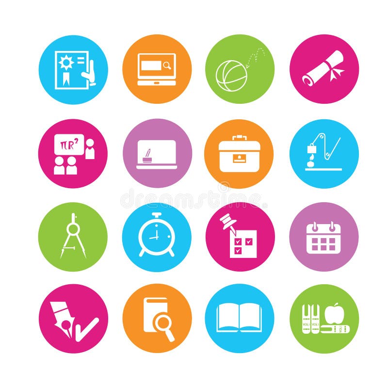 Icons School Subject Writing Stock Illustrations – 261 Icons School ...