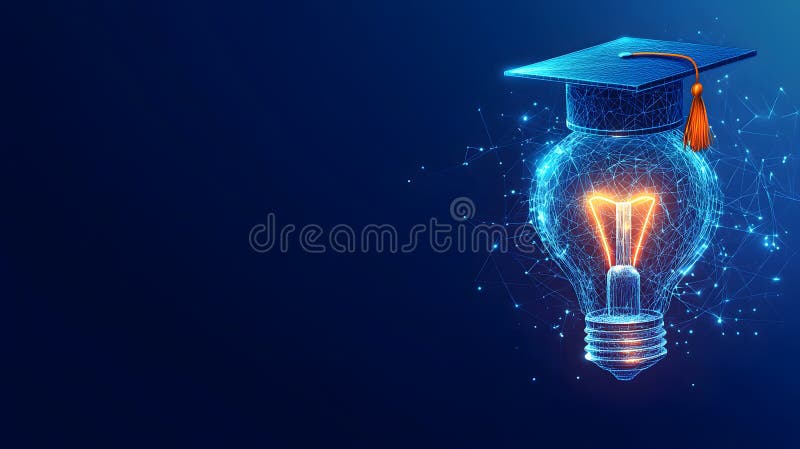 Education Idea Concept with Graduation Cap and Light Bulb Stock ...