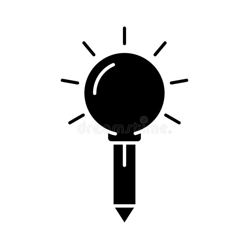 Education Idea Icon. Light Bulb and Pencil. Glyph Style Logo Icon Stock ...