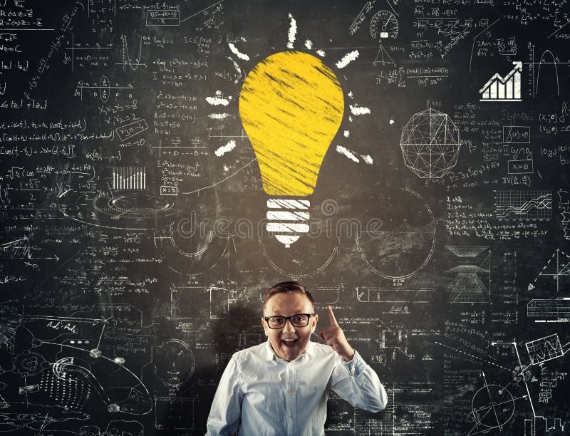 Education Idea. Kid Solving Math Formulas Stock Photo - Image of ...