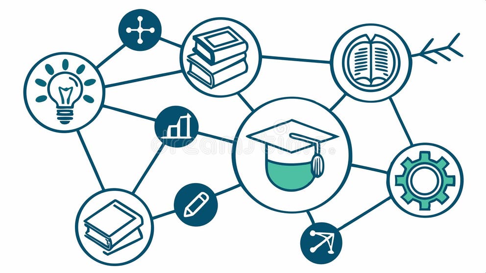 Education and Idea Network, Learning and Knowledge Sharing Vector ...