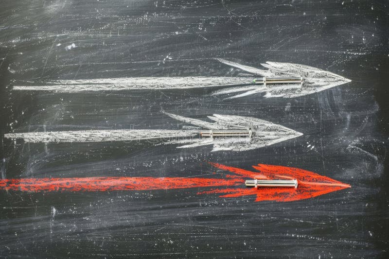 Education Illustration of Arrows Drawn on a Blackboard with Red Paint ...