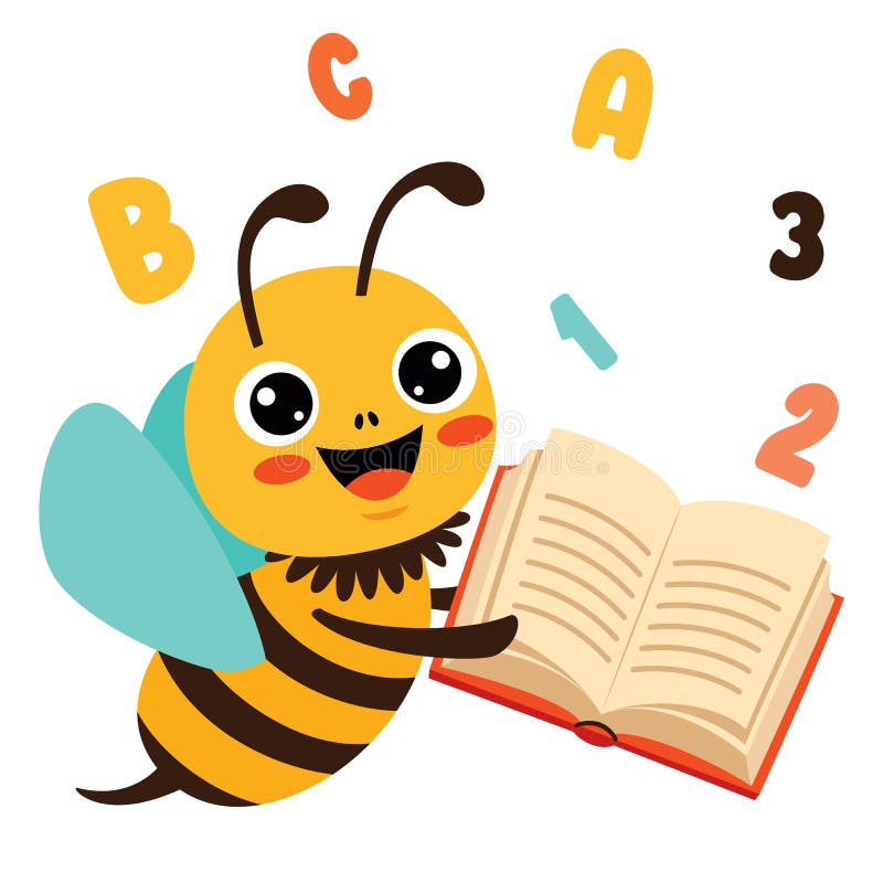 Education Illustration with Cartoon Bee Stock Illustration ...