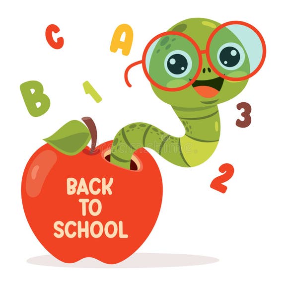 Education Illustration with Cartoon Worm Stock Illustration ...