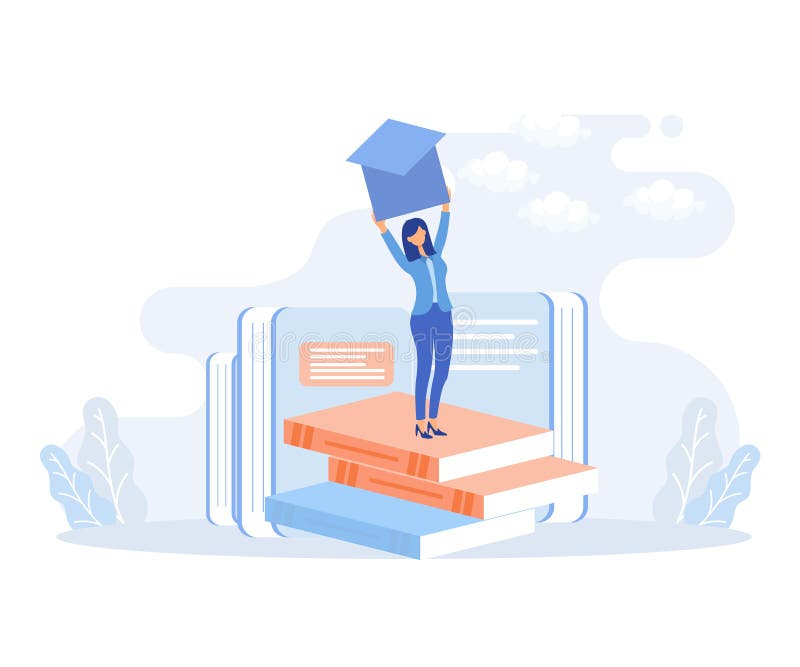 Education Illustration Set. Characters Celebrating Successfully Ended ...