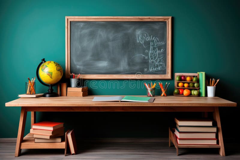 Education Image Table and Blackboard. Back To School Stock Illustration ...