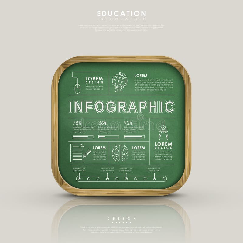 Education Infographic Design with Wooden Blackboard Stock Vector ...
