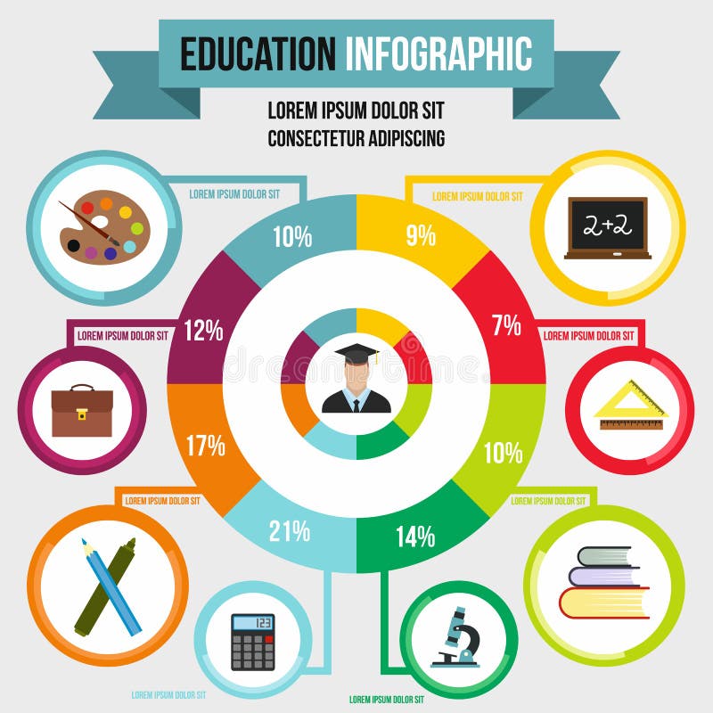 Education Infographic, Flat Style Stock Illustration - Illustration of ...
