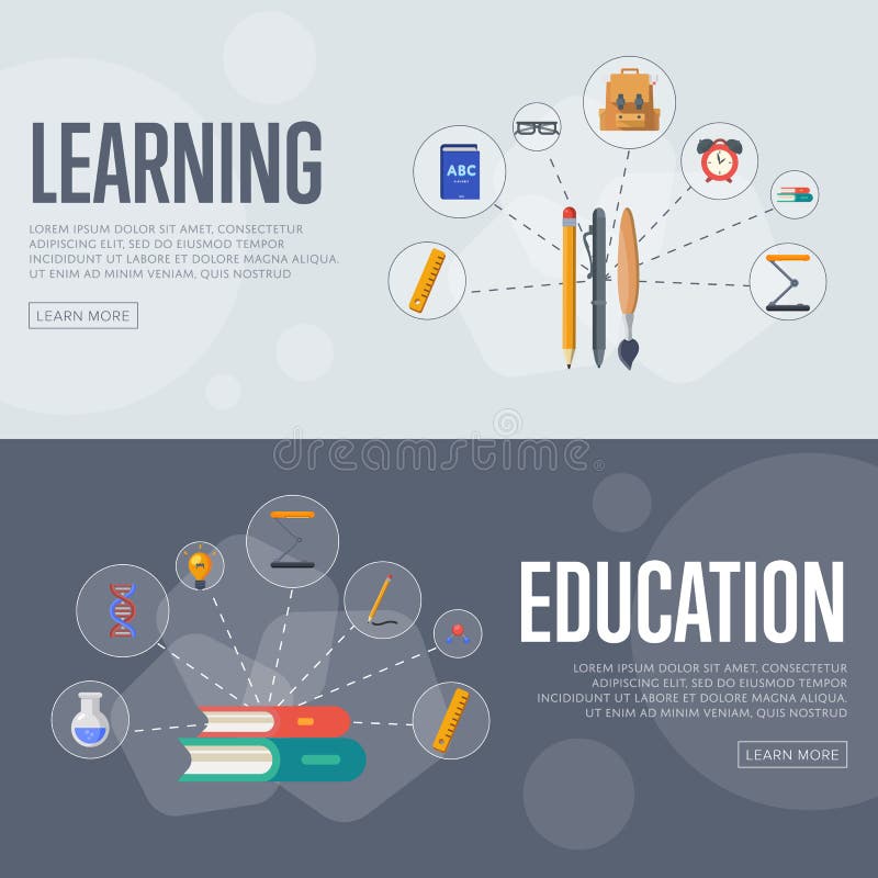 Education Infographics Concept Banners Stock Vector - Illustration of ...